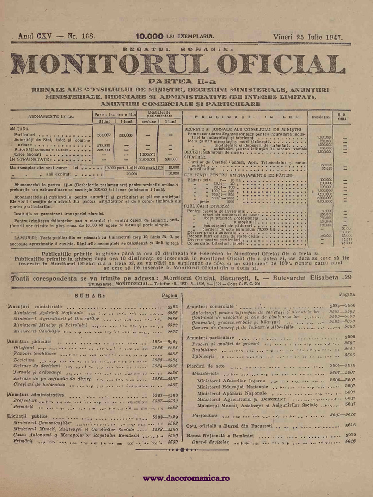 Monitorul Oficial Al României. Partea a 2-A, 115, Nr. 168, 25 Iulie ...
