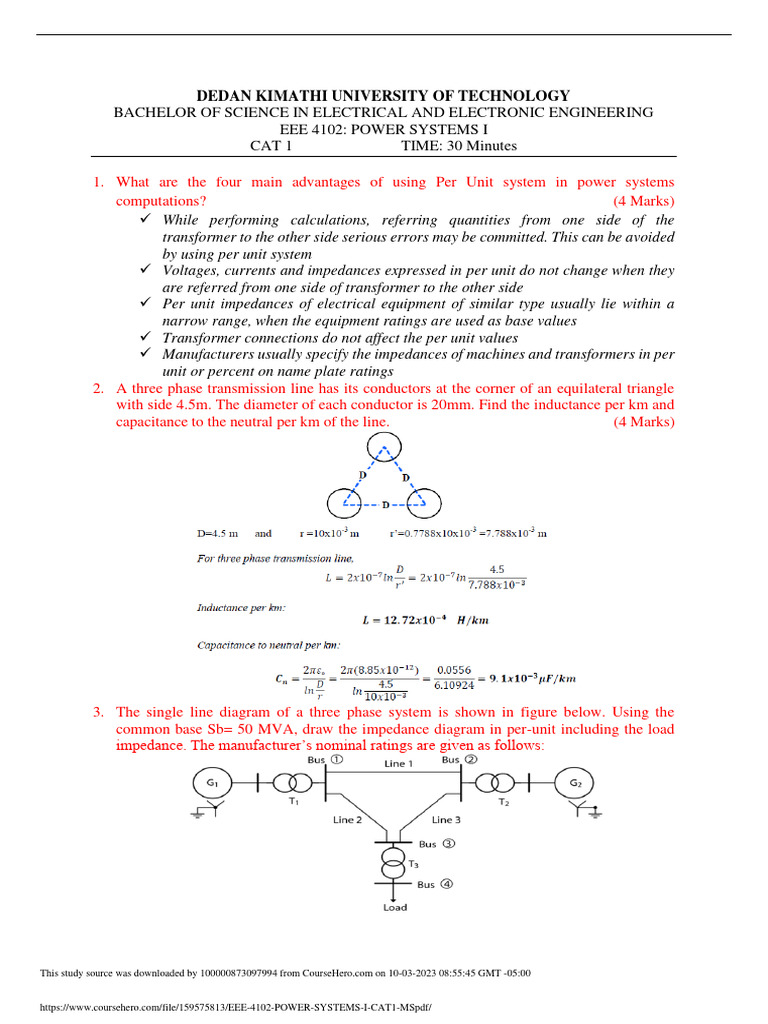 Eee 4102 Power Systems I Cat1 MS PDF | PDF