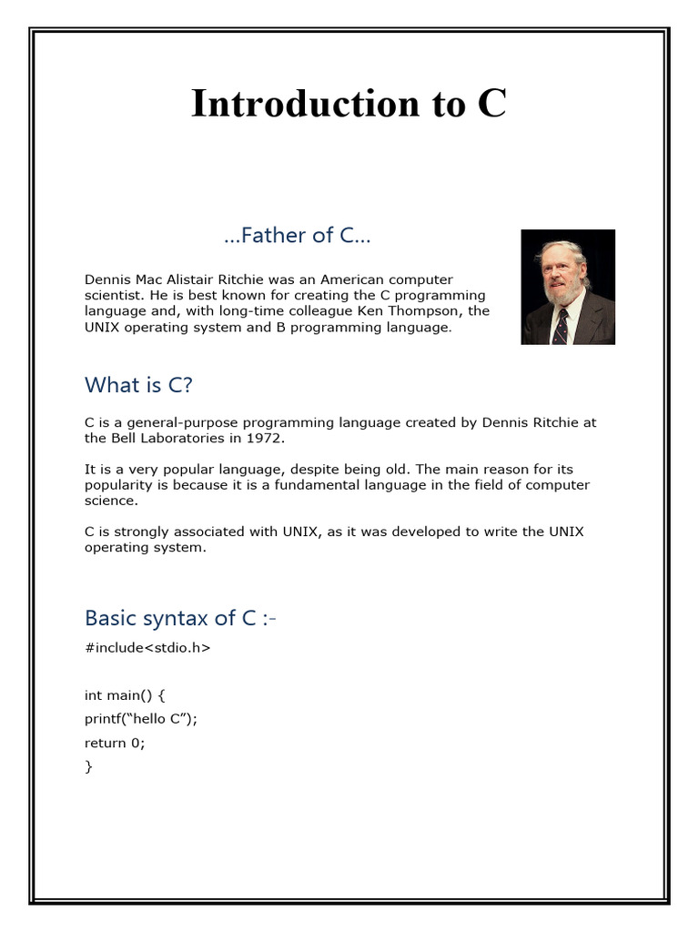 Introduction To C | PDF