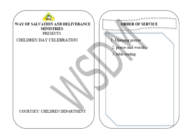 Way of Salvation and Deliverance Order of Service | PDF