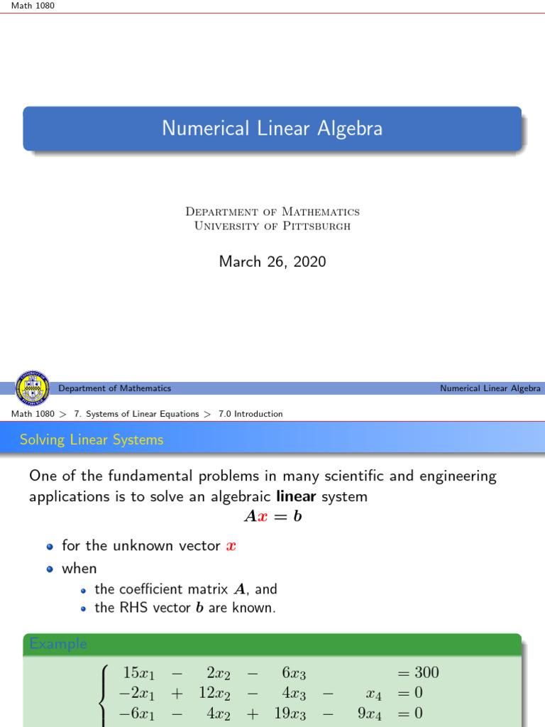 Numerical Linear Algebra | PDF
