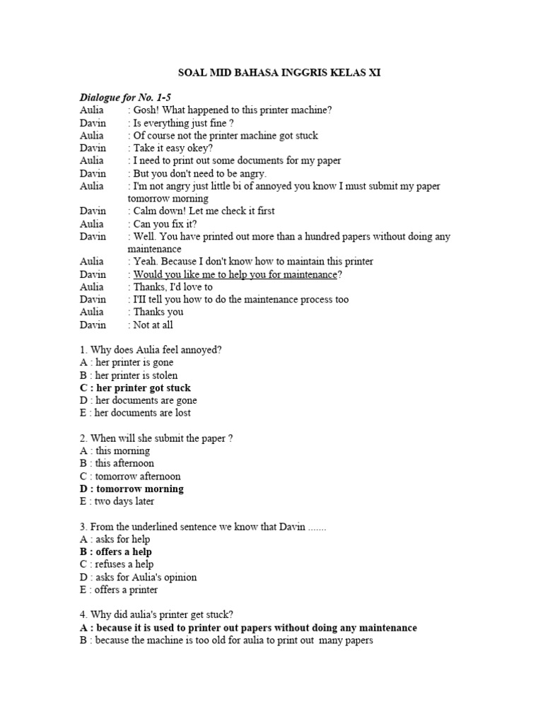 Soal Mid Kelas 11 | PDF