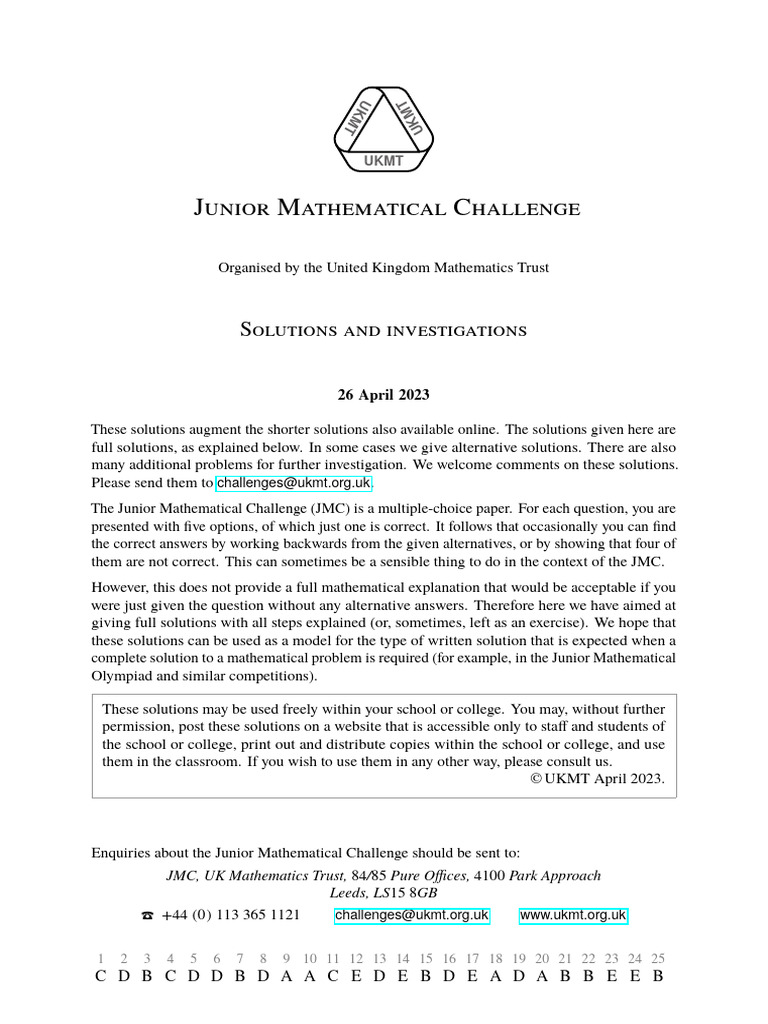 JMC 2023 Extended Solutions | PDF