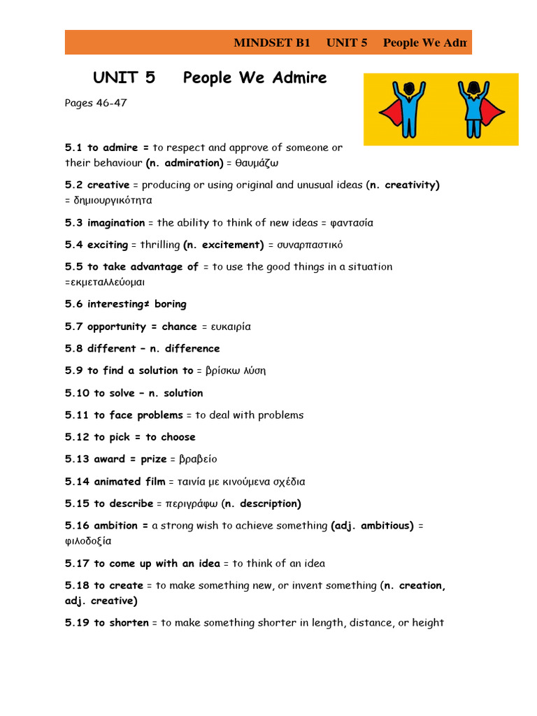 Mindset b1 Unit 5 People We Admire | PDF