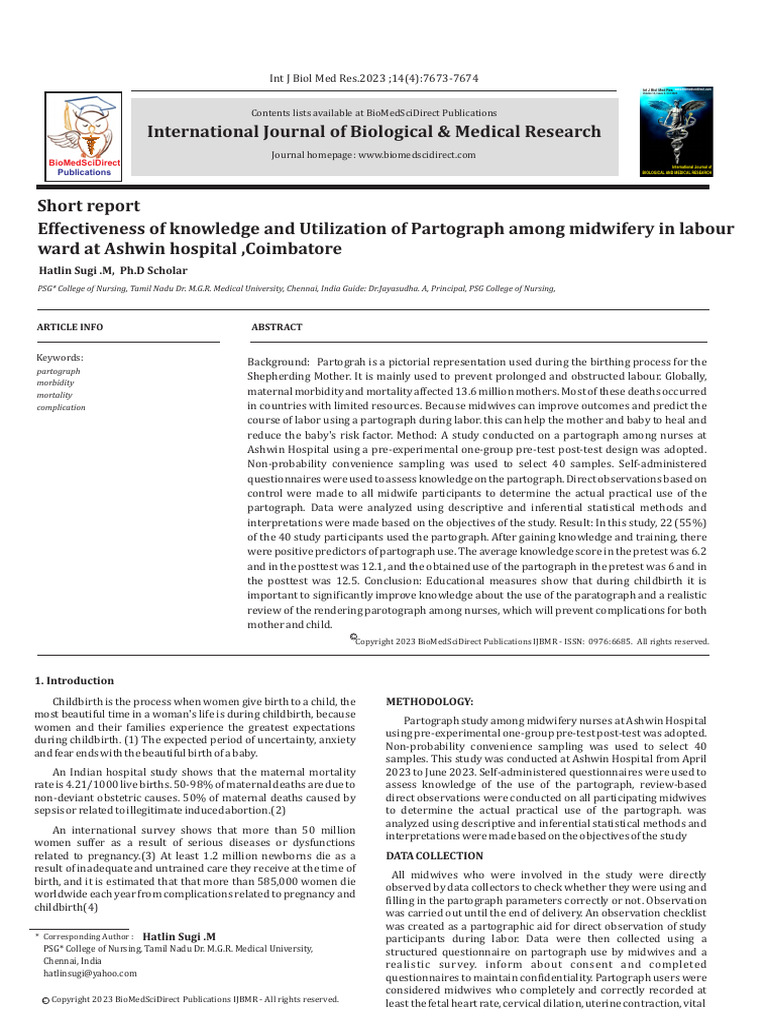 Effectiveness of Knowledge and Utilization of Partograph Among ...