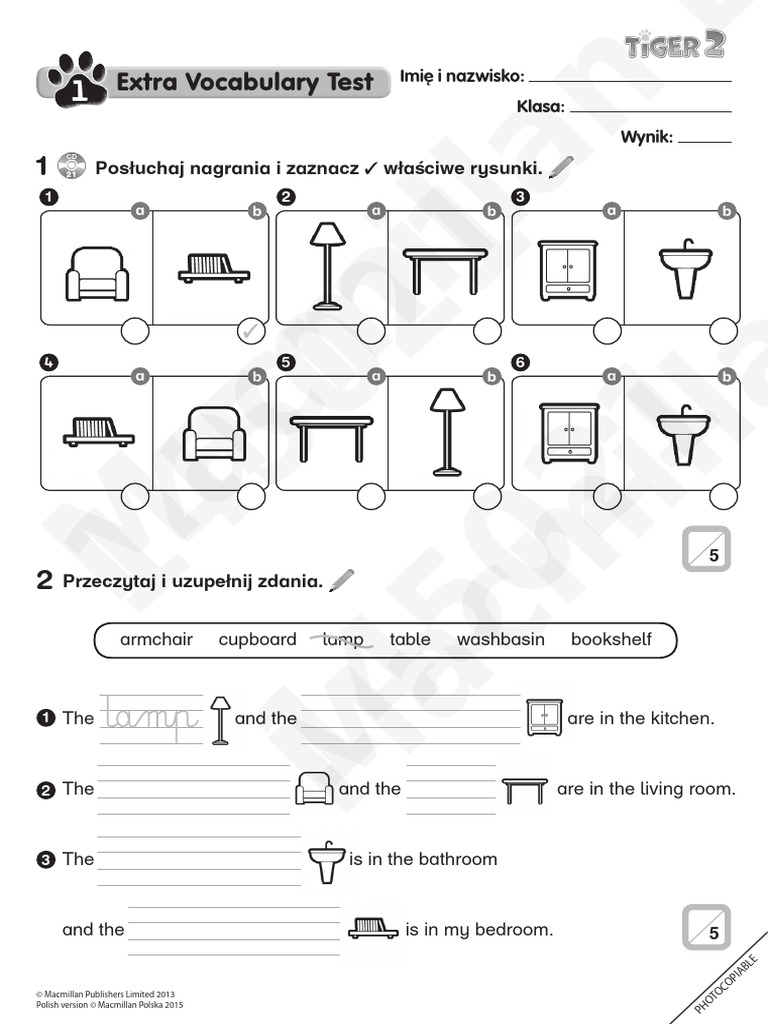 Tiger 2 Unit 1 Extra Vocabulary Test | PDF