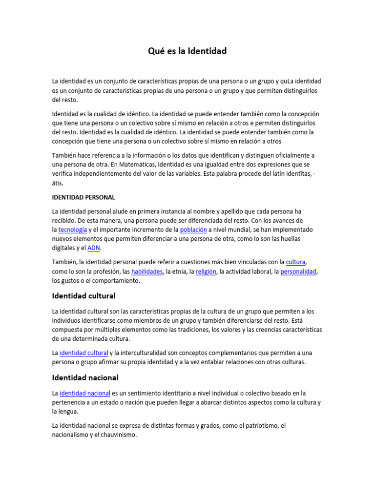 Que Es La Identidad | PDF
