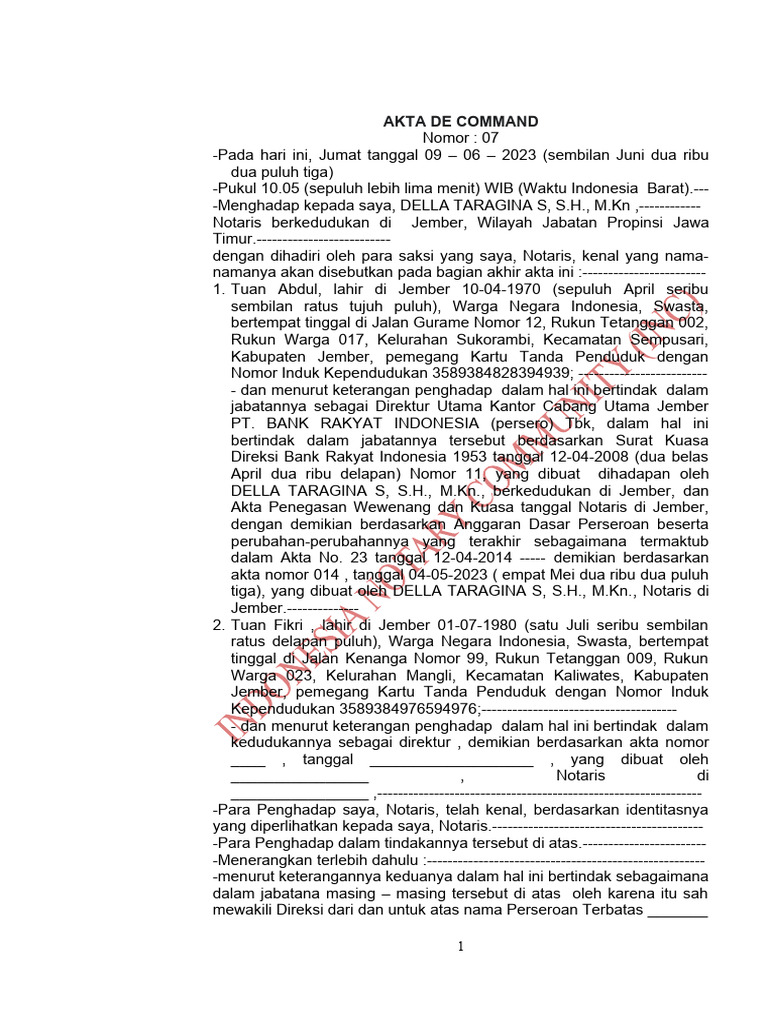 Akta de Command Della | PDF