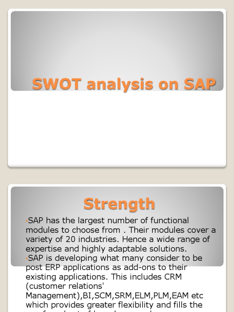 SWOT Analysis On SAP | PDF | Sap Se | Enterprise Resource Planning