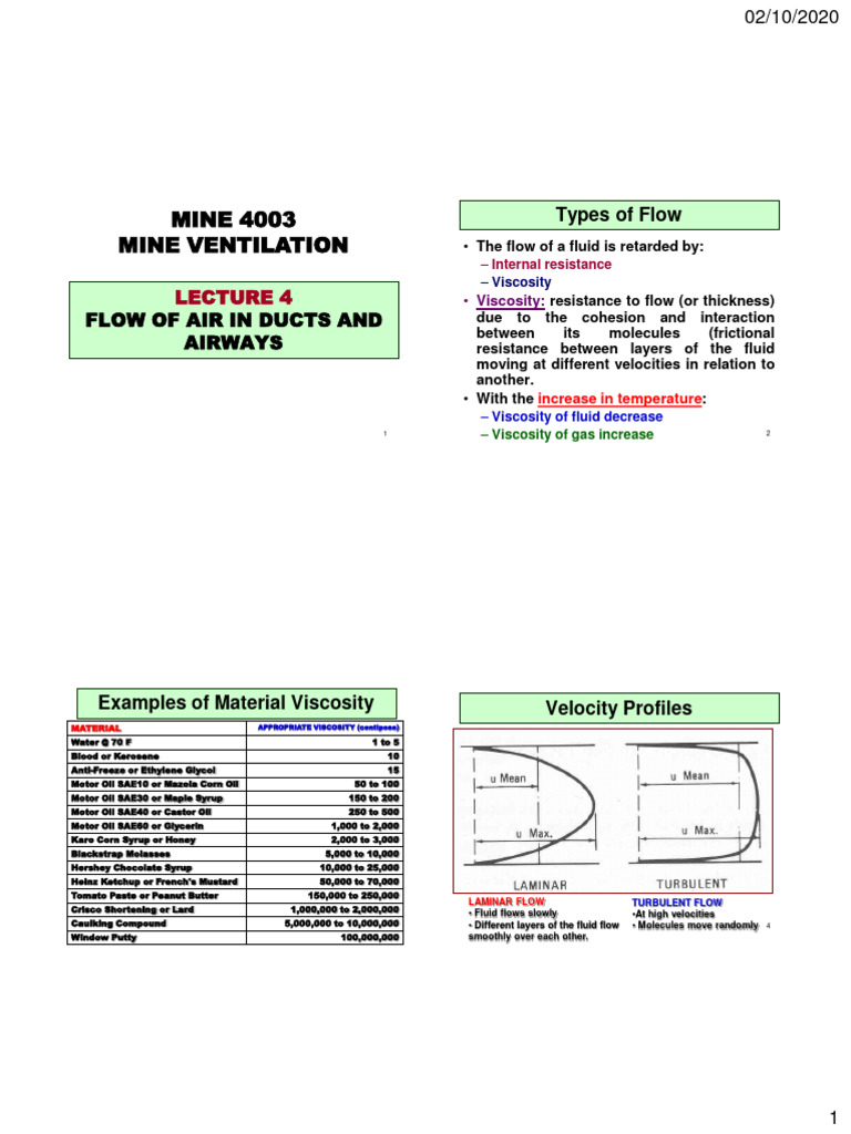 04MinE4003 - Flow of Air in Ducts and Airways | PDF