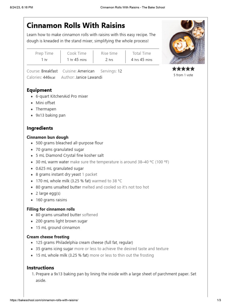 Cinnamon Rolls With Raisins - The Bake School | PDF