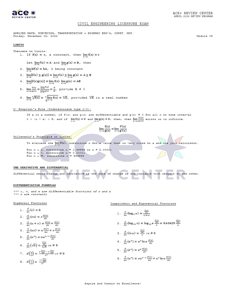 CE Module 5 - Differential Calculus (Principles) | PDF | Curvature | Area
