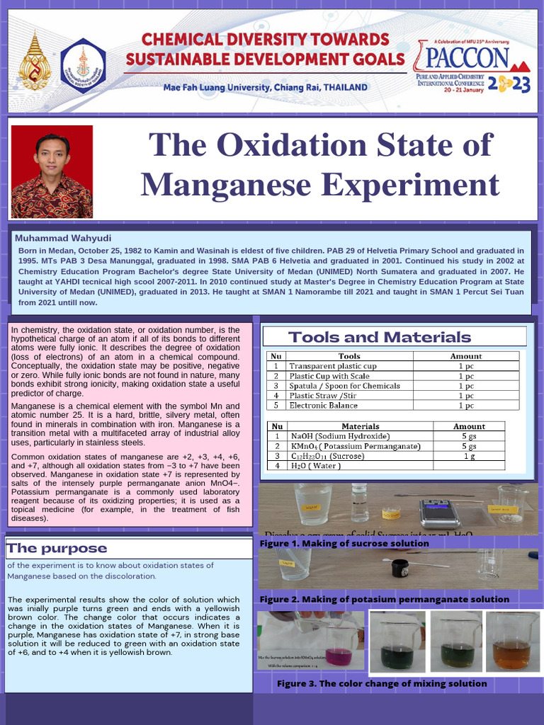 Poster Oxidation State of Manganese Experiment | PDF | Manganese | Redox