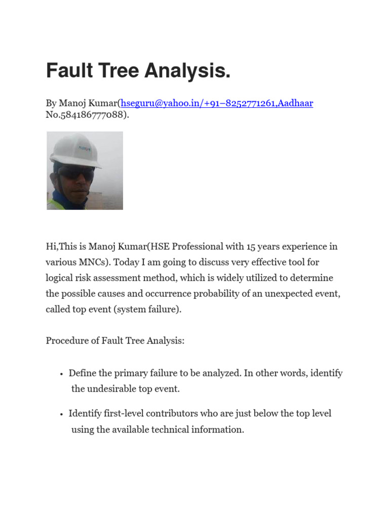 Fault Tree Analysis. | PDF