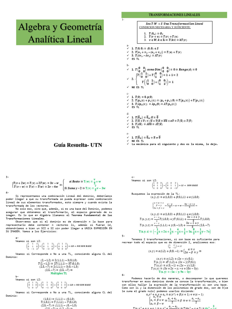 Unidad5 - Transformacioneslineales | PDF | Mapa lineal | Funciones y mapeos