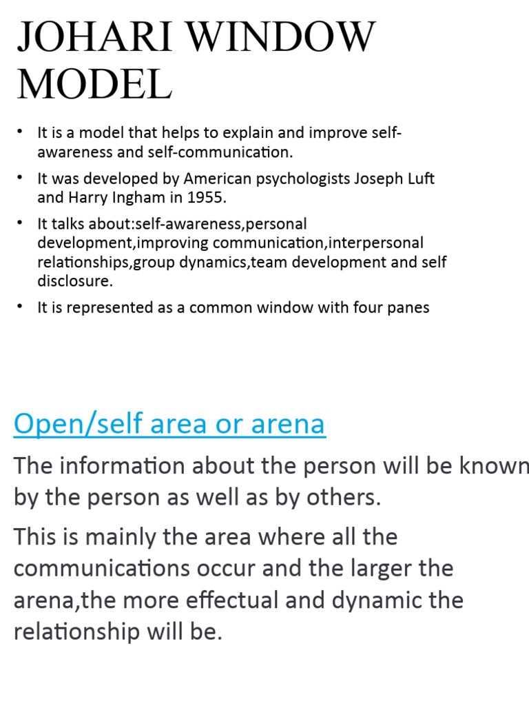 Understanding the Johari Window Model | PDF | Career & Growth | Self ...