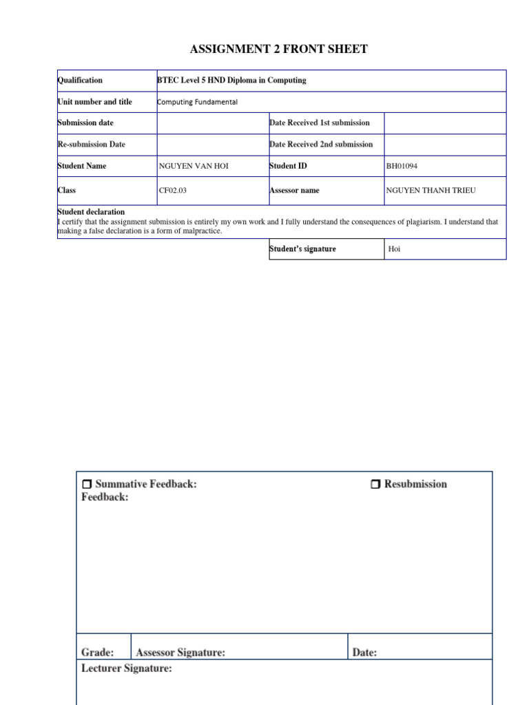 ASM2 1st CF02 Nguyenvanhoi BH01094 | PDF