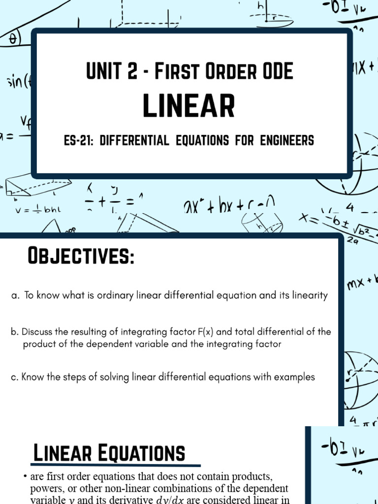 Linear FODE Final | PDF | Equations | Nonlinear System