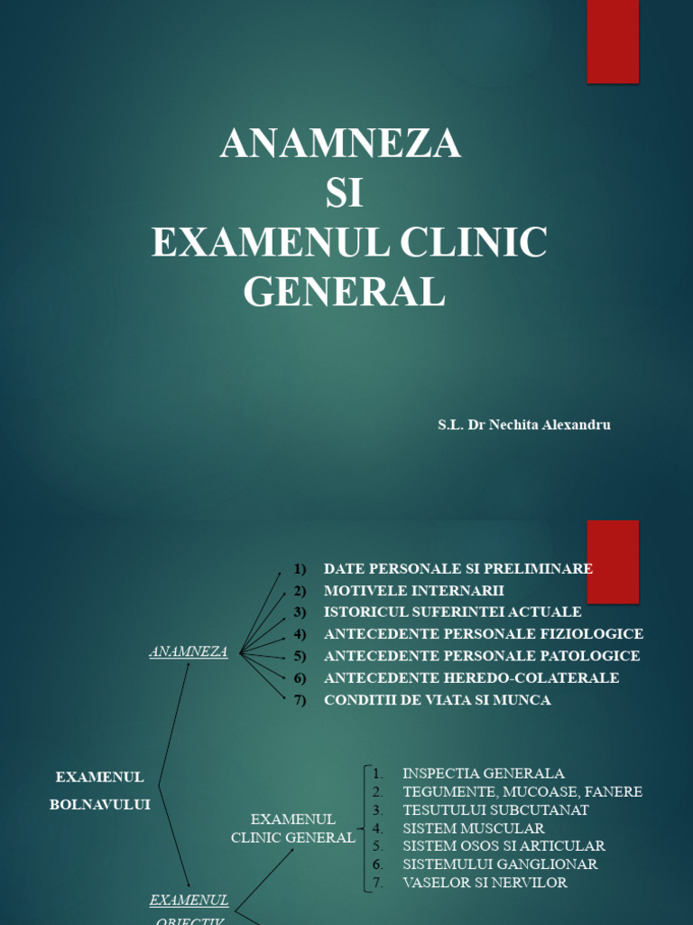 Anamneza Si Examenul Clinic General | PDF