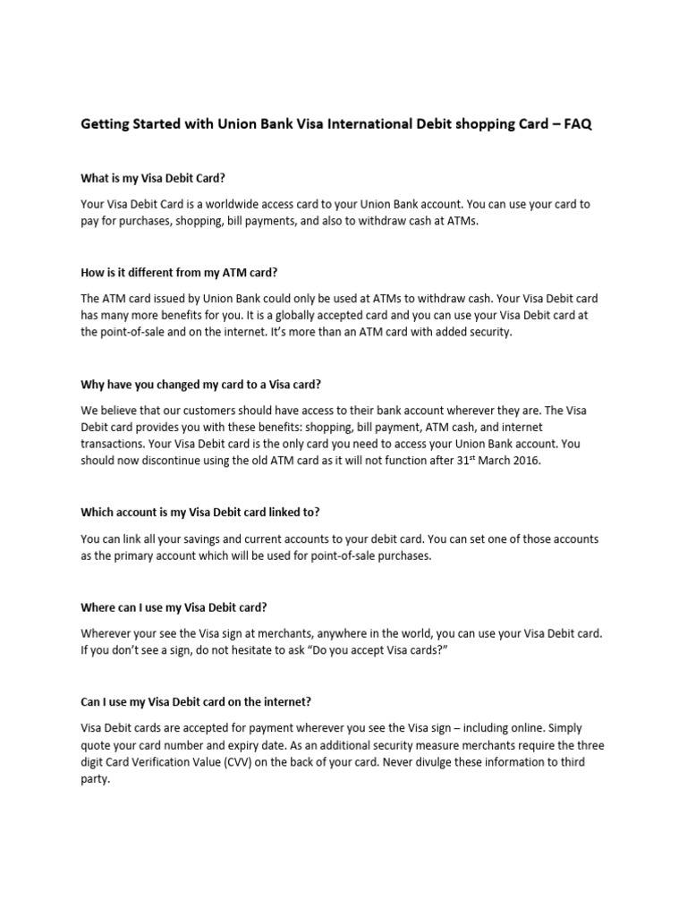 Debit Cards Faq | PDF | Debit Card | Visa Inc.