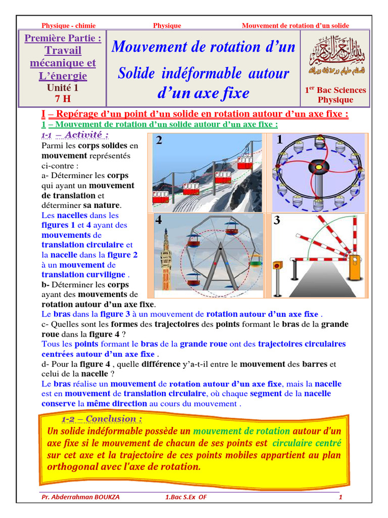 Cours 1 1.Bac ( Mouvement) | PDF