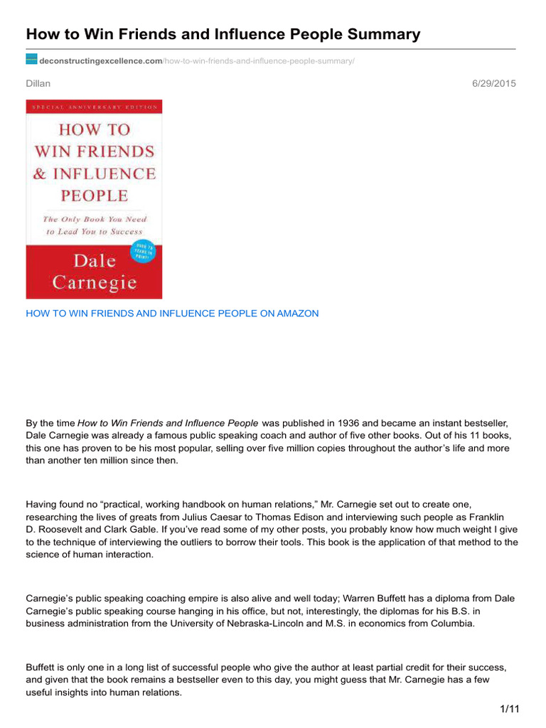 How To Win Friends and Influence People Summary | PDF