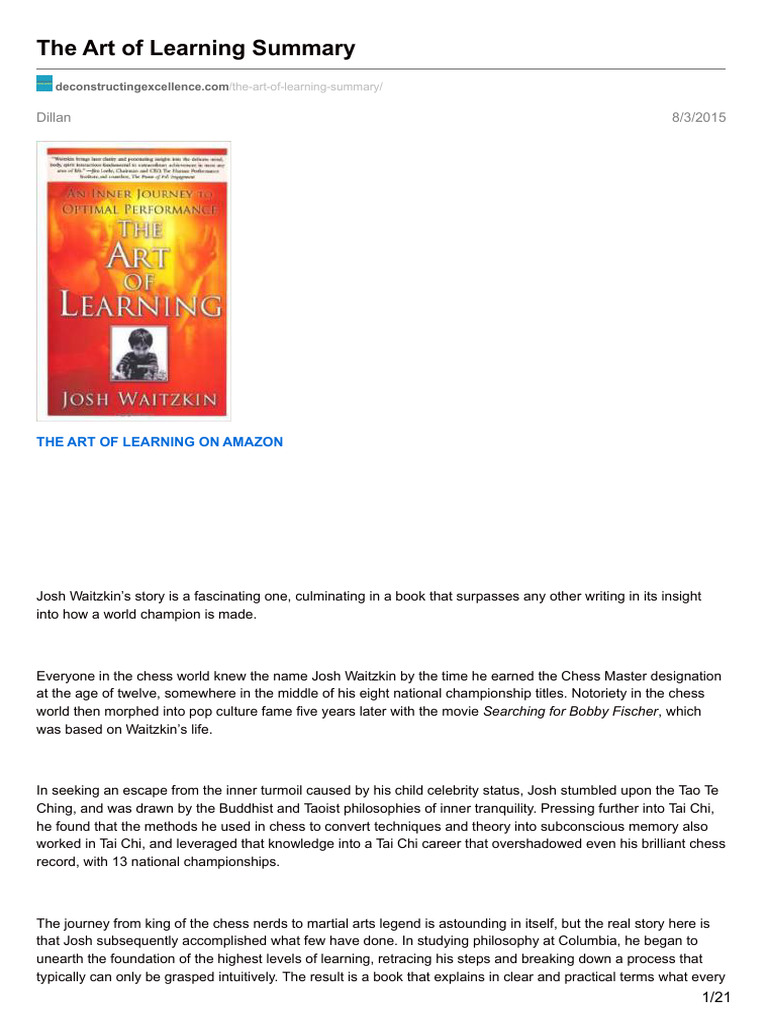 The Art of Learning Summary | PDF