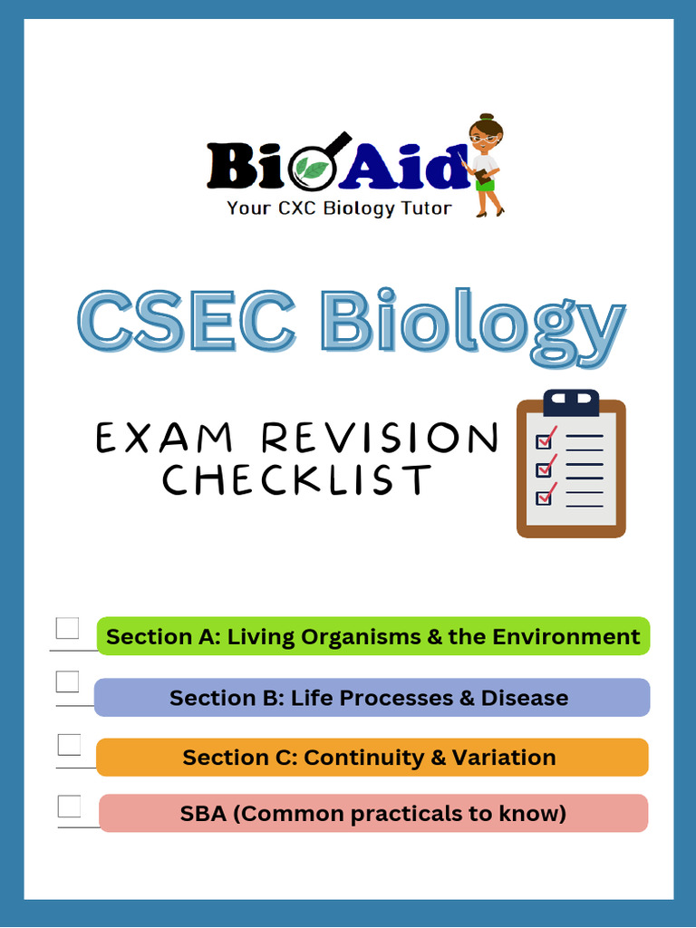 CXC Biology Revision Checklist | PDF | Respiratory System | Flowers