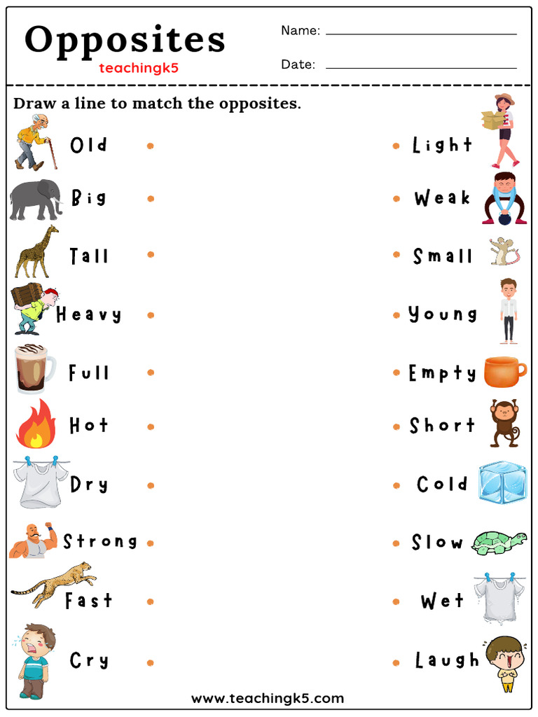 Opposite Words Game Match The Opposites - Compressed | PDF