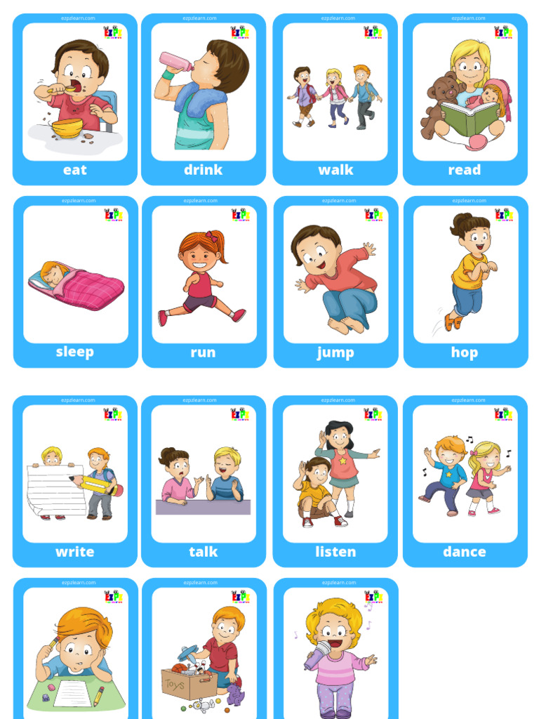 Action Verbs Mini Cards | PDF