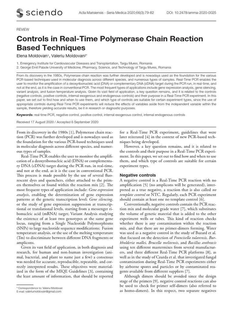 10.2478 - Amma 2020 0025 | PDF | Real Time Polymerase Chain Reaction | Polymerase Chain Reaction