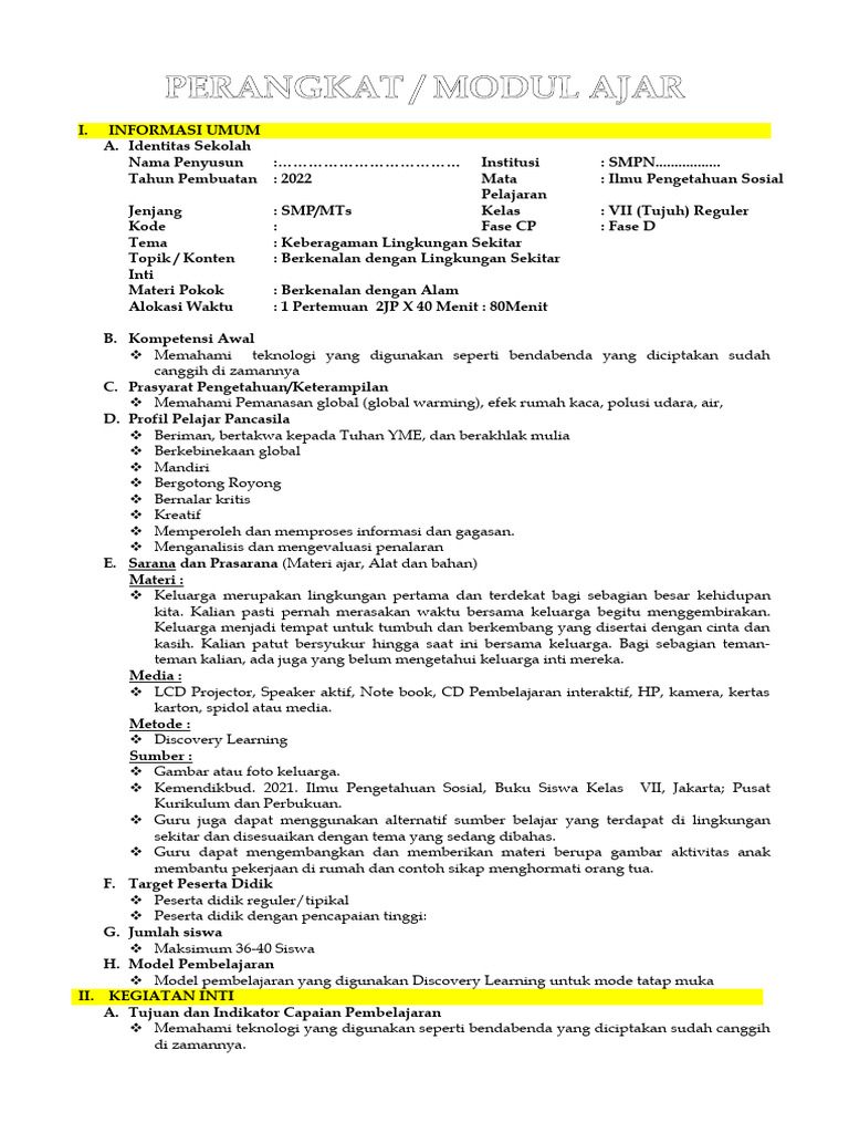 Modul Ajar Pertemuan Ke 1 | PDF