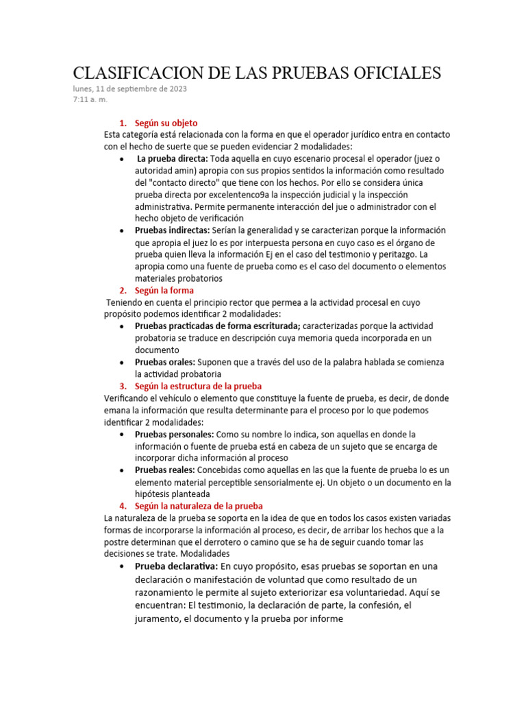 Clasificacion de Las Pruebas Oficiales | PDF Clasificacion de Las Pruebas Oficiales | PDF