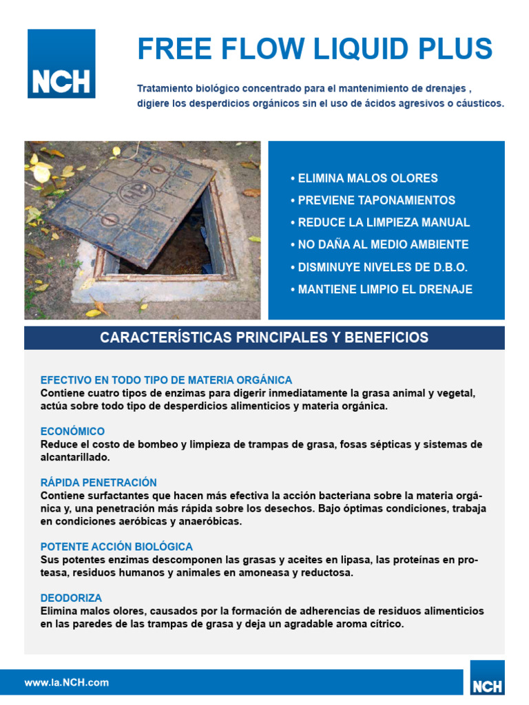 NCH Drains La 0741 Free Flow Liquid Plus 2017 | PDF | Tratamiento de aguas residuales | gordo