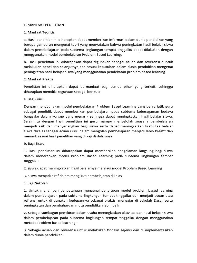 MANFAAT Penelitian | PDF