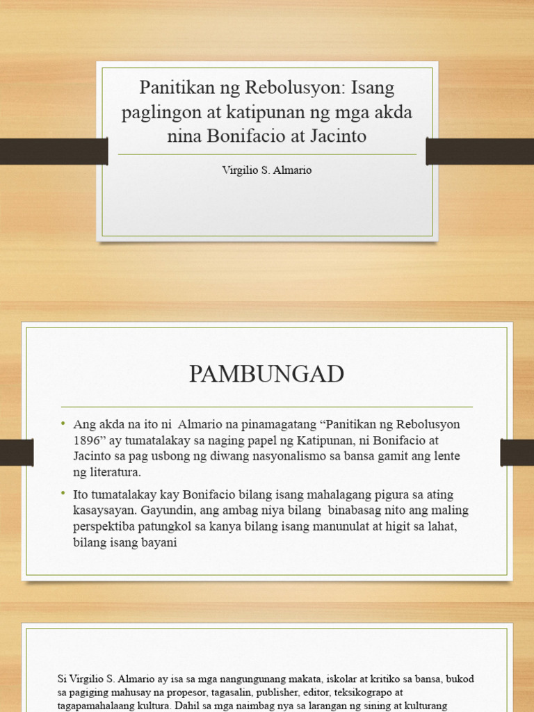 DE FRANCISCA - BAH 4 2 - Panitikan NG Rebolusyon - Isang Paglingon at ...