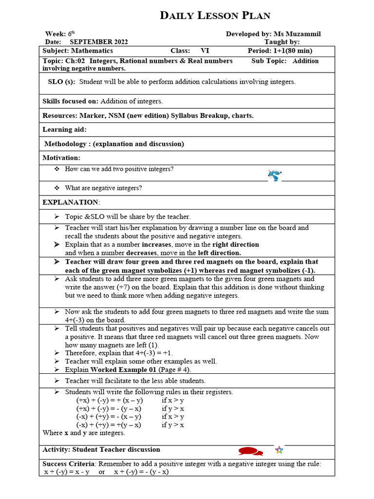 Lesson Plan Week 6 ClassVI Ms. Muzammil | PDF | Career & Growth ...