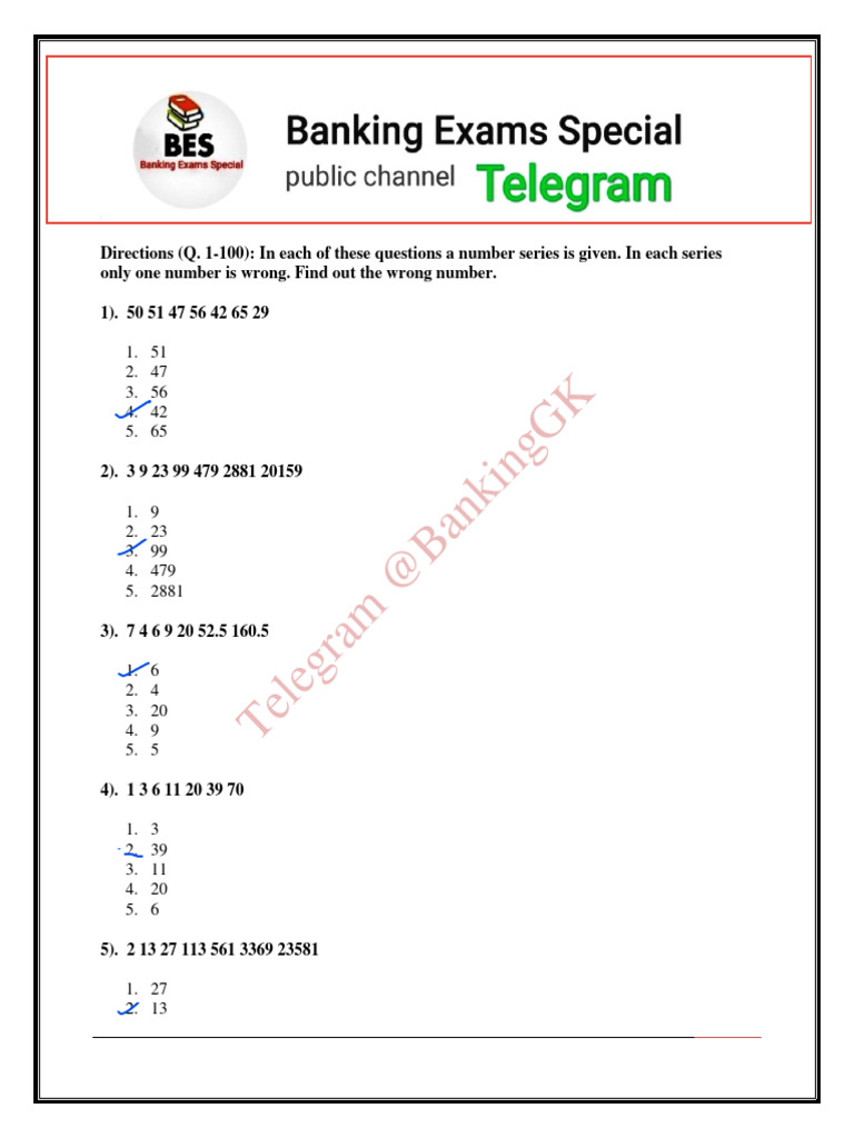 100 Wrong Number Series Part-1 | PDF