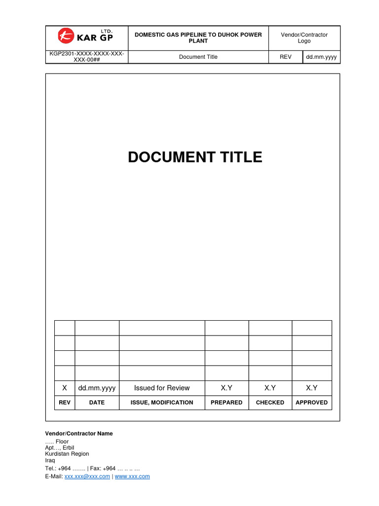 KGP2301-IPMT-COMM-CMM-TMP-0001-R03-Document Template Vendor and ...