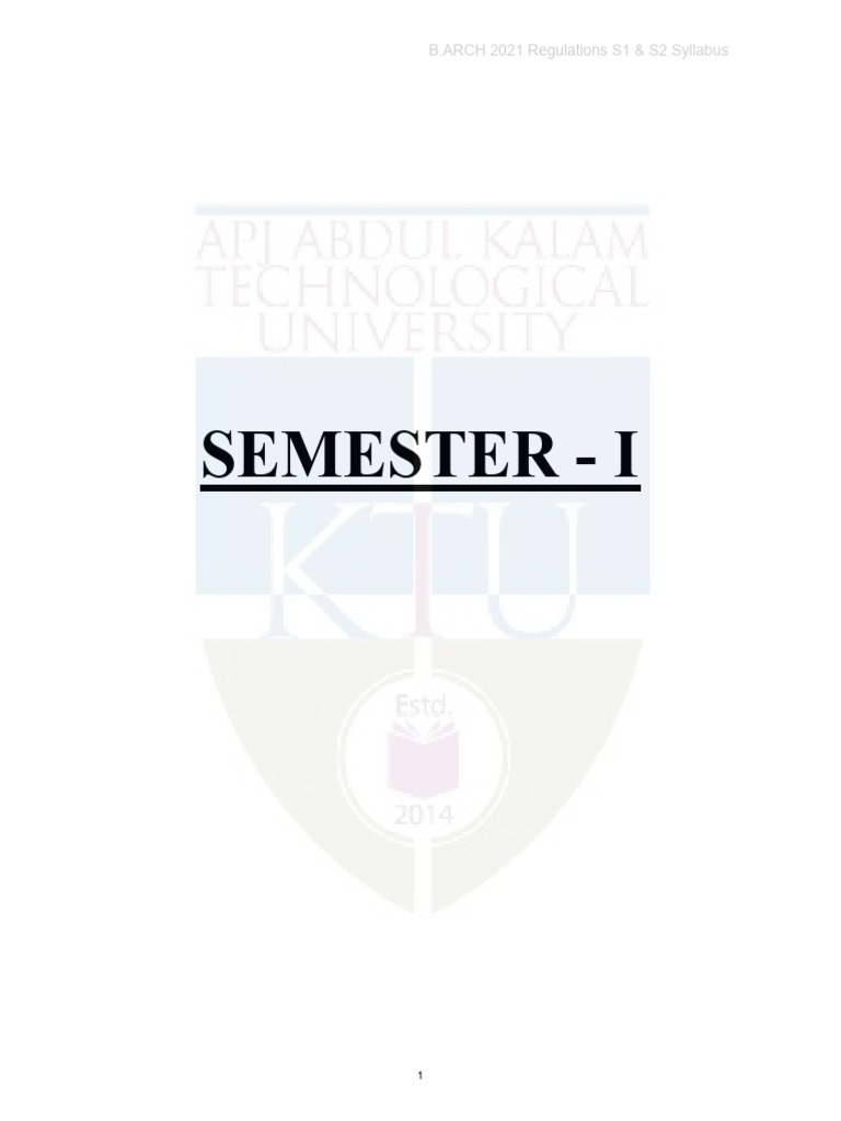 B.Arch 2021 Syllabus for Semester I | PDF | Statistics | Variance