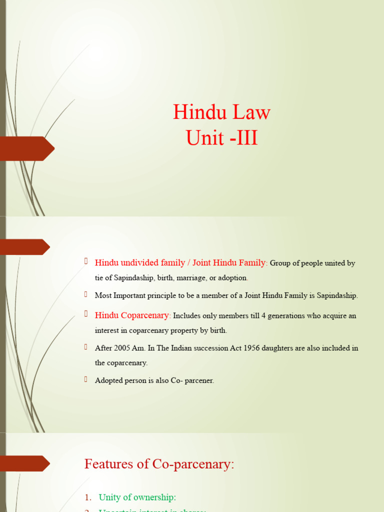 Hindu Law Unit - III | PDF