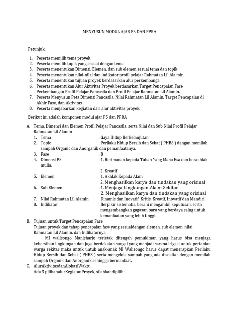 Modul Ajar P5 PPRA | PDF