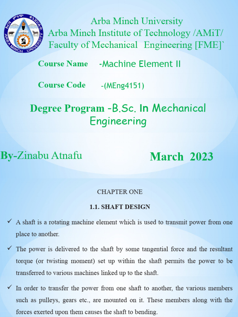 Machine Element 2 Chapter One | PDF
