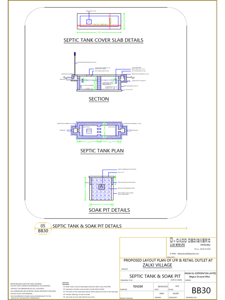 05.septic Tank & Soak Pit Details - Zalki | PDF