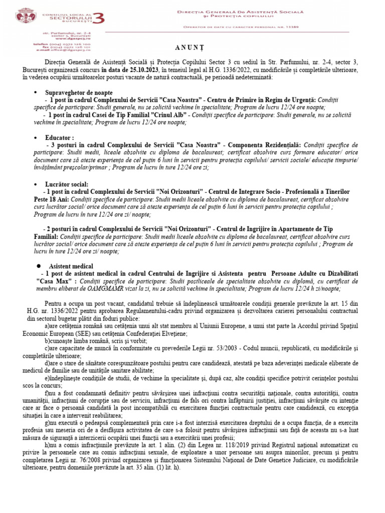 Anunt-Concurs-25 10 2023 | PDF