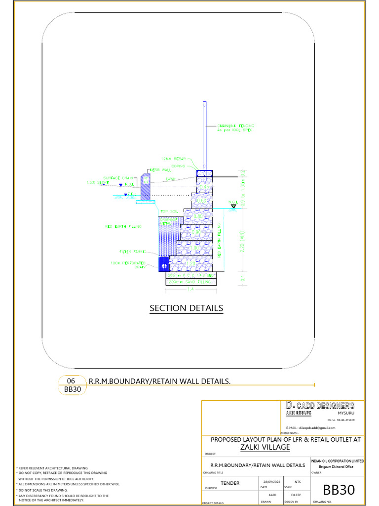 06.r.r.m.boundary:retain Wall Details. - Zalki | PDF