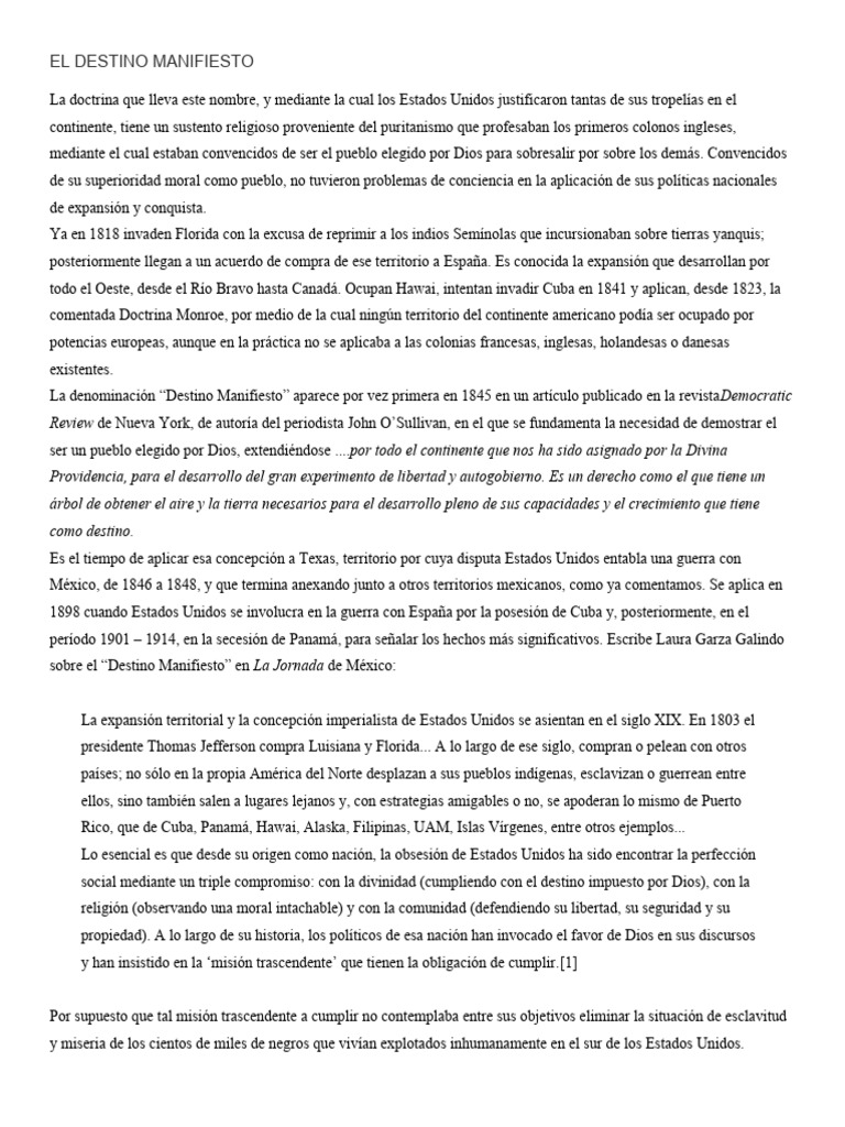 El Destino Manifiesto 1 | PDF