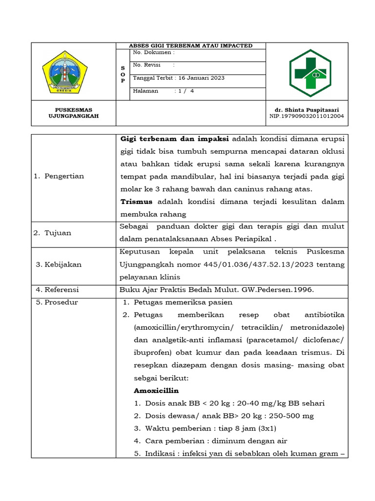 Sop Gigi Terbenam Atau Impacted | PDF