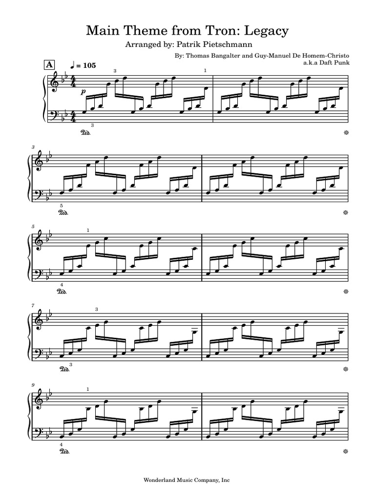 Tron: Legacy Main Theme Sheet Music | PDF | Musical Subcultures | Songs ...