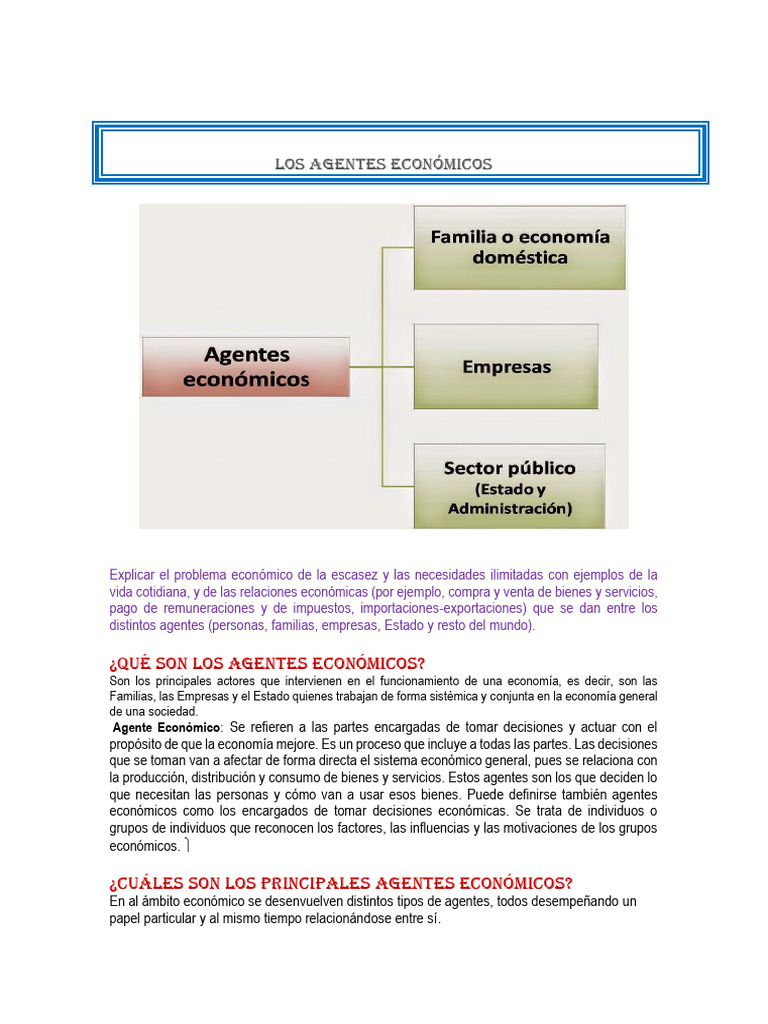 Los Agentes Económicos | PDF | Business | Factores de producción